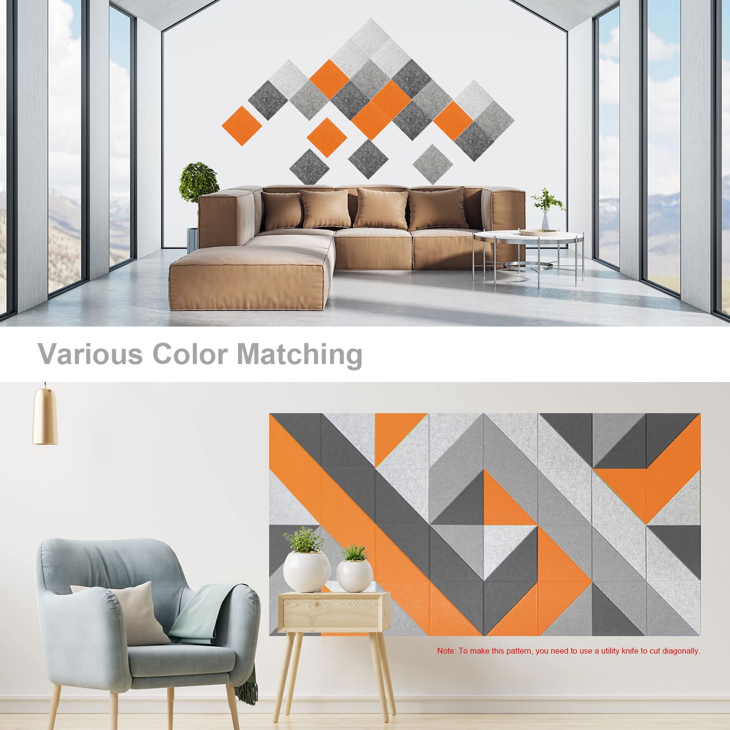 JBER Professional Acoustic Foam Panels, Sound Proof Padding Soundproofing Absorption Panel, 12" x 12" x 0.4" High Density Beveled Edge Wall Tiles for Acoustic Treatment -12 Pack Orange