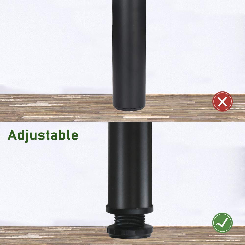 QLLY 28 inch Adjustable Metal Desk Legs, Office Table Furniture Leg Set, Set of 4 (Black)