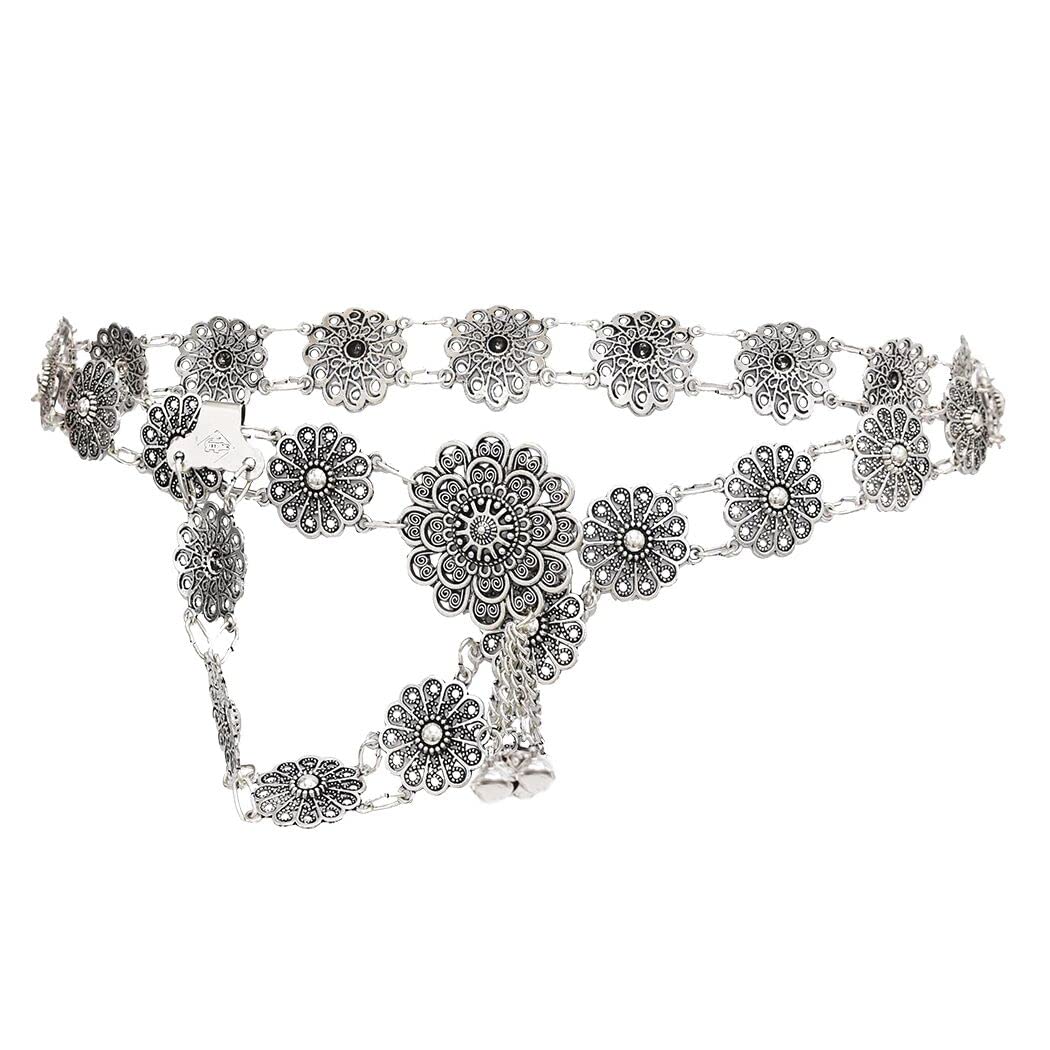 Idealway Bohemian Vintage Body Chain Silver Sun Flower Belt Chain Women Jewelry (1)