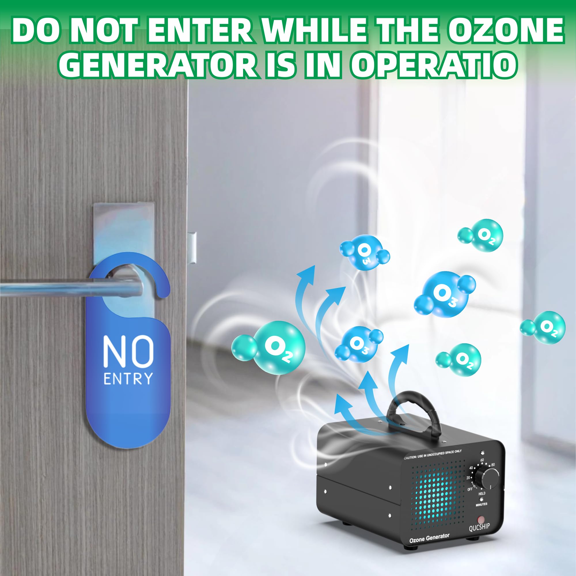 Ozone Generator 12,000mg/h & Ozone Machine Odor Removal - O3 Deodorizer, High Capacity Commercial Ozone Machine, Home Ozone Generator for Car, Rooms, Smoke and Pets - Qucship
