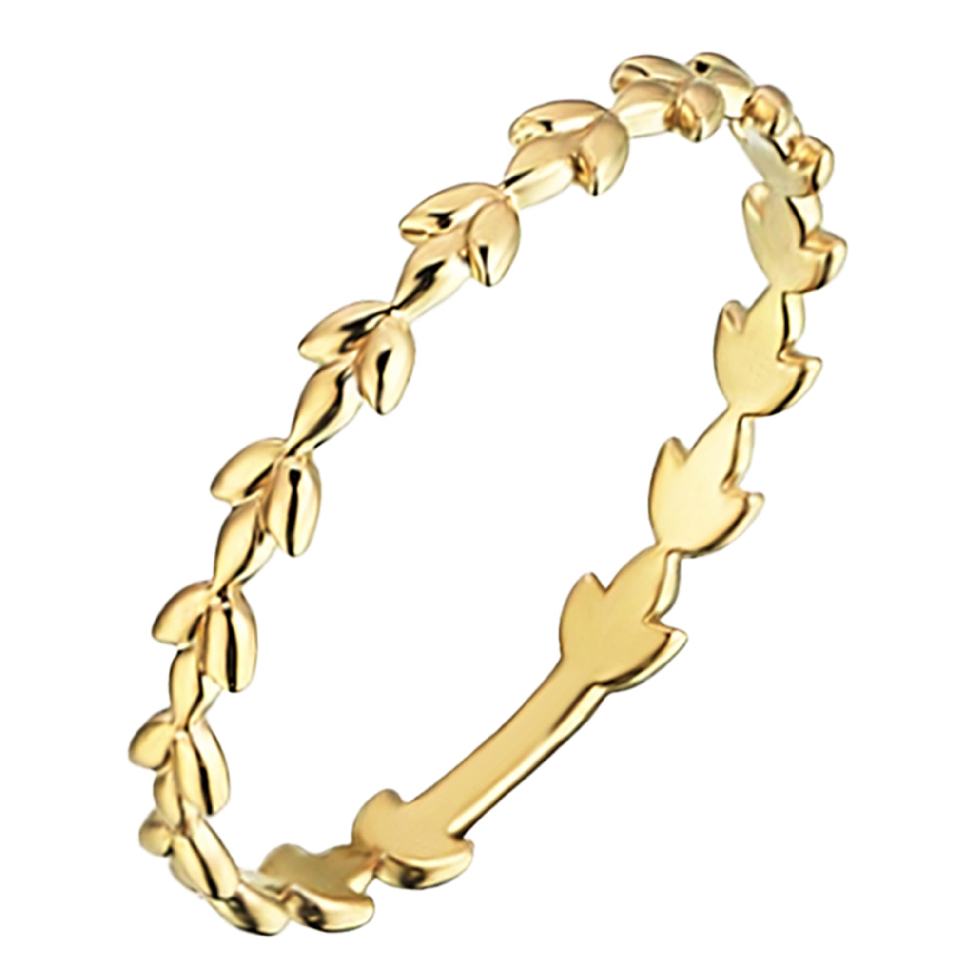 Norm Jewels Vine Wedding Rings for Women 14k Gold Stackable Rings Flower Wedding Band Solid Gold Rings That Don't Tarnish Dainty Stacking Rings (size, 7)