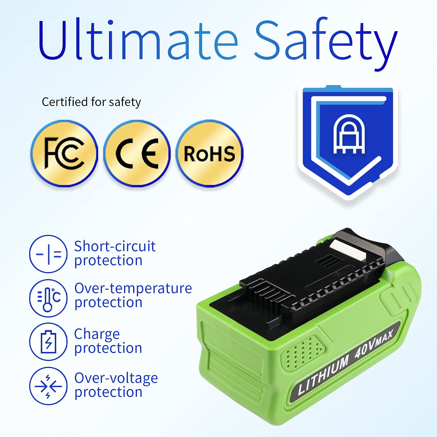 Powerost 6Ah 40V 29472 29462 Replacement Battery Compatible with GreenWorks G-MAX 20302 20672 24252 20202 25312 25302 25322 25223 21302 22272 27062 21242 Cordless Power Tools