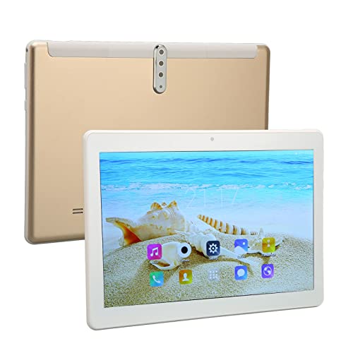 PUSOKEI Android 11 Tablet, 10.1in Calling Tablet, IPS HD Display, 10 Core 4GB RAM 64GB ROM,128GB Expand Smart Tablet with Dual Camera, 2.4G/5G WiFi, BT 5.0, 8000mAh (Gold)(Gold)