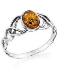 Ian and Valeri Co. Amber Sterling Silver Oval Celtic Knots Ring