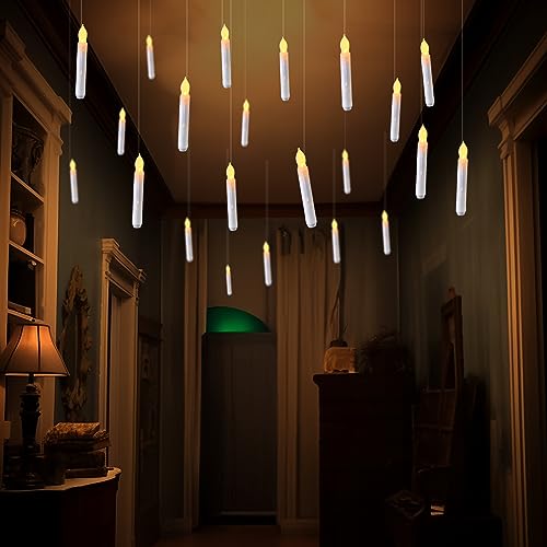 Raycare 12pcs LED Flameless Taper Candles with 6H Automatic Timer, 0.79×6.5 Inches Battery Operated Fake Candles with Warm Yellow Flickering Light, Dripless Candles for Window Themed Party Decorations
