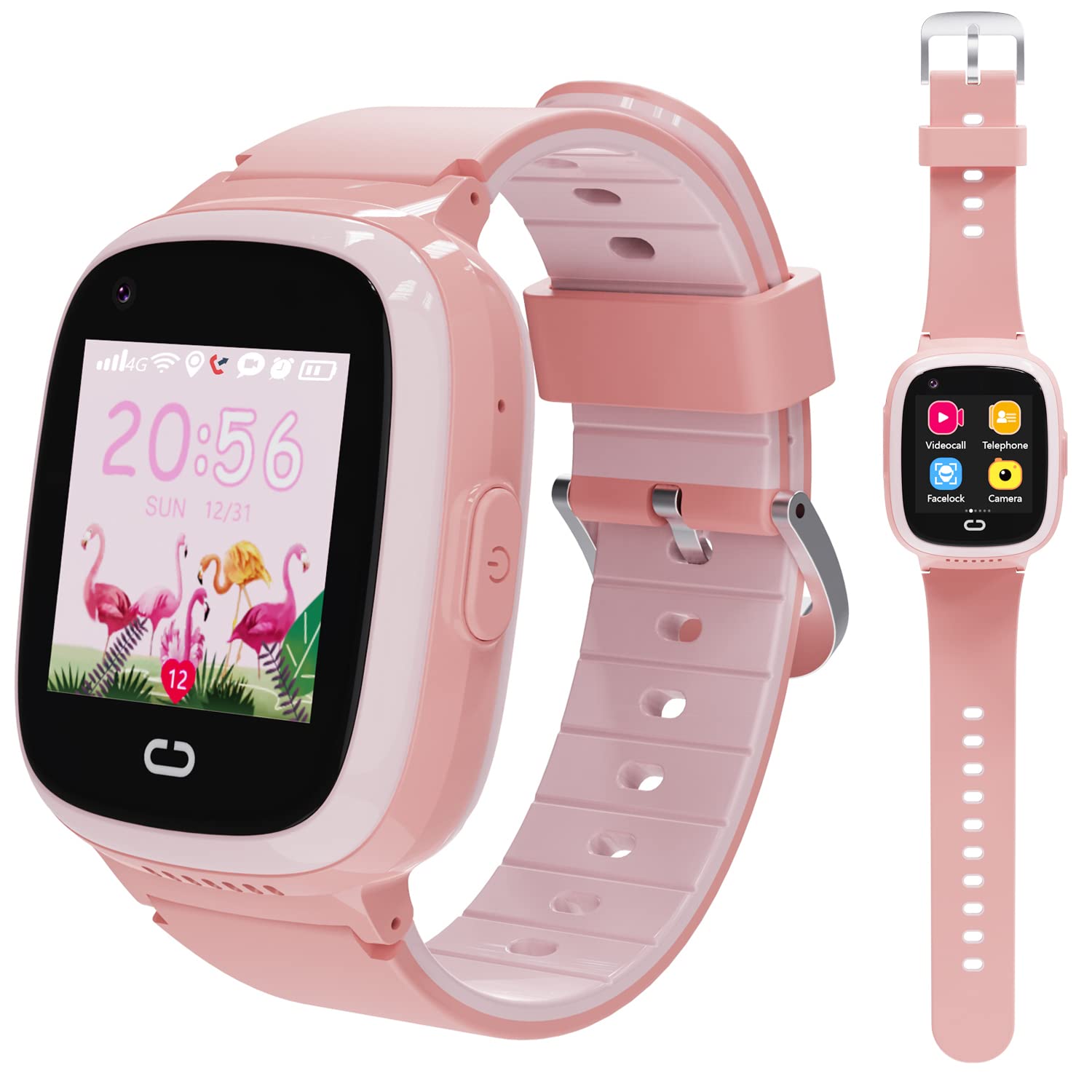 PTHTECHUS Kids Smartwatch with GPS 4G, HD Touchscreen Watch with Phone GPS Tracker Real Time Location SOS Video Call Voice Chat Camera Waterproof Compatible Android and iOS for Boys Girls Gift