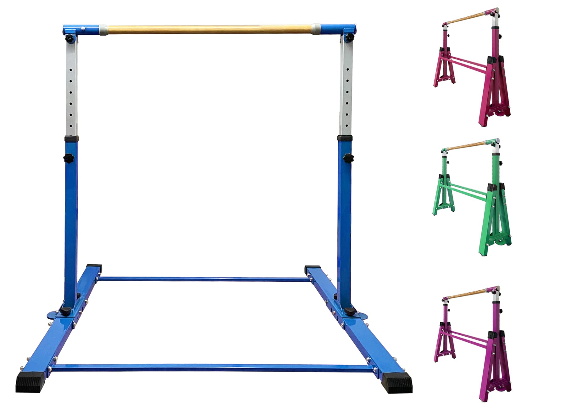 JC-ATHLETICS Foldable & Movable Gymnastic Kip Bar/Junior Training Bar/3' to 5' Adjustable Height,Home Gym Equipment,Ideal for Indoor and Home Training,1-4 Levels,260lbs Weight Capacity1