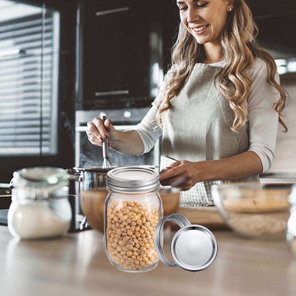 OTTOPT Canning Lids and Rings Regular Mouth -Mason Jar Lids Regular Mouth with Silicone Seals Rings for Ball or Kerr Jars, Rust-Proof Split-Type Leak Proof, Silver24 Count (Lids&Rings)