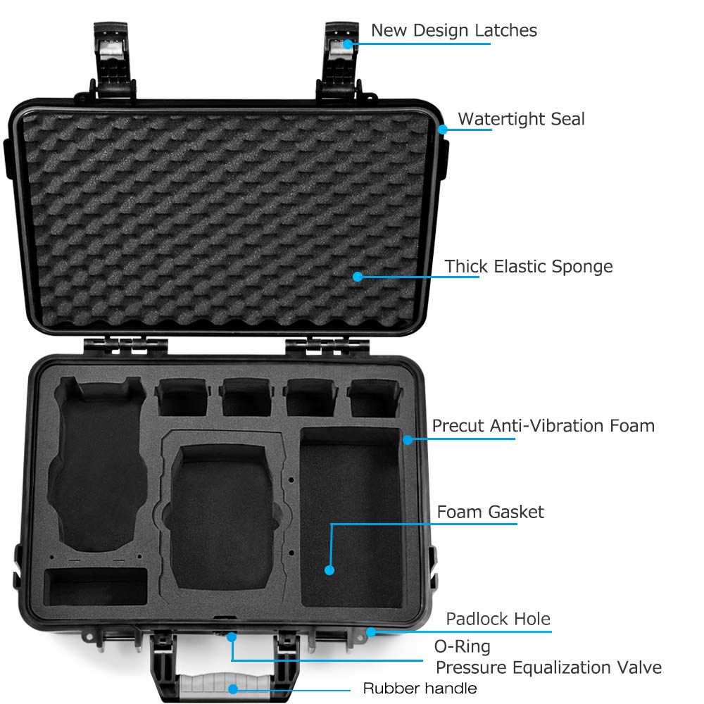 Lekufee Waterproof Hard Case for DJI Air 2S Drone/DJI Mavic Air 2 Combo/DJI Smart Controller/DJI RC Pro/DJI RC N1 and DJI Air 2S Drone Accessories (Black Case Only)