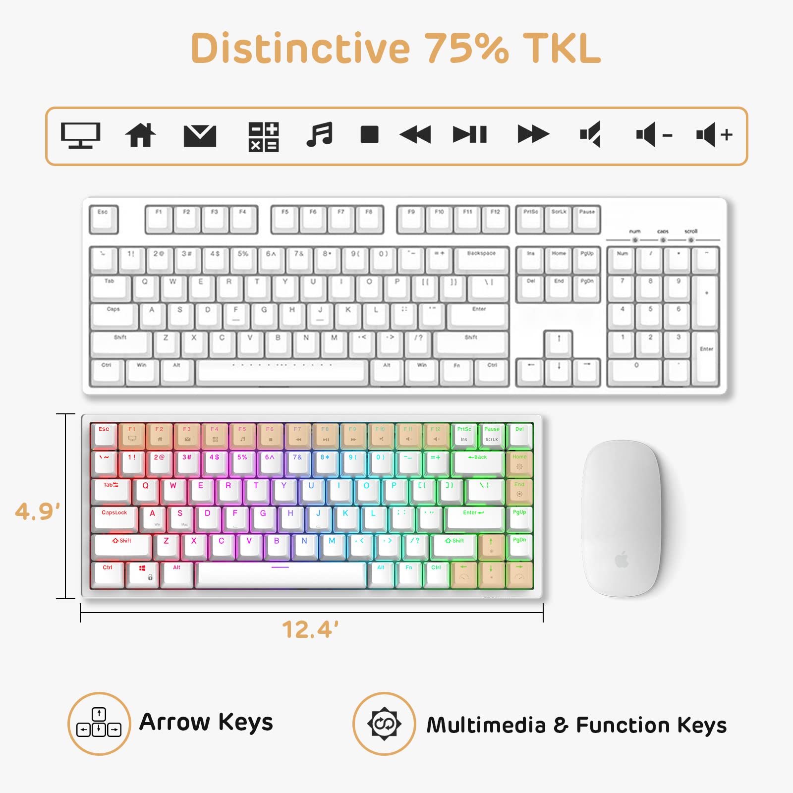 RK ROYAL KLUDGE RK84 Wired RGB 75% Hot Swappable Mechanical Keyboard, 84 Keys Tenkeyless TKL Gaming Keyboard w/Programmable Software and High-Capacity Battery, RK Red Switch