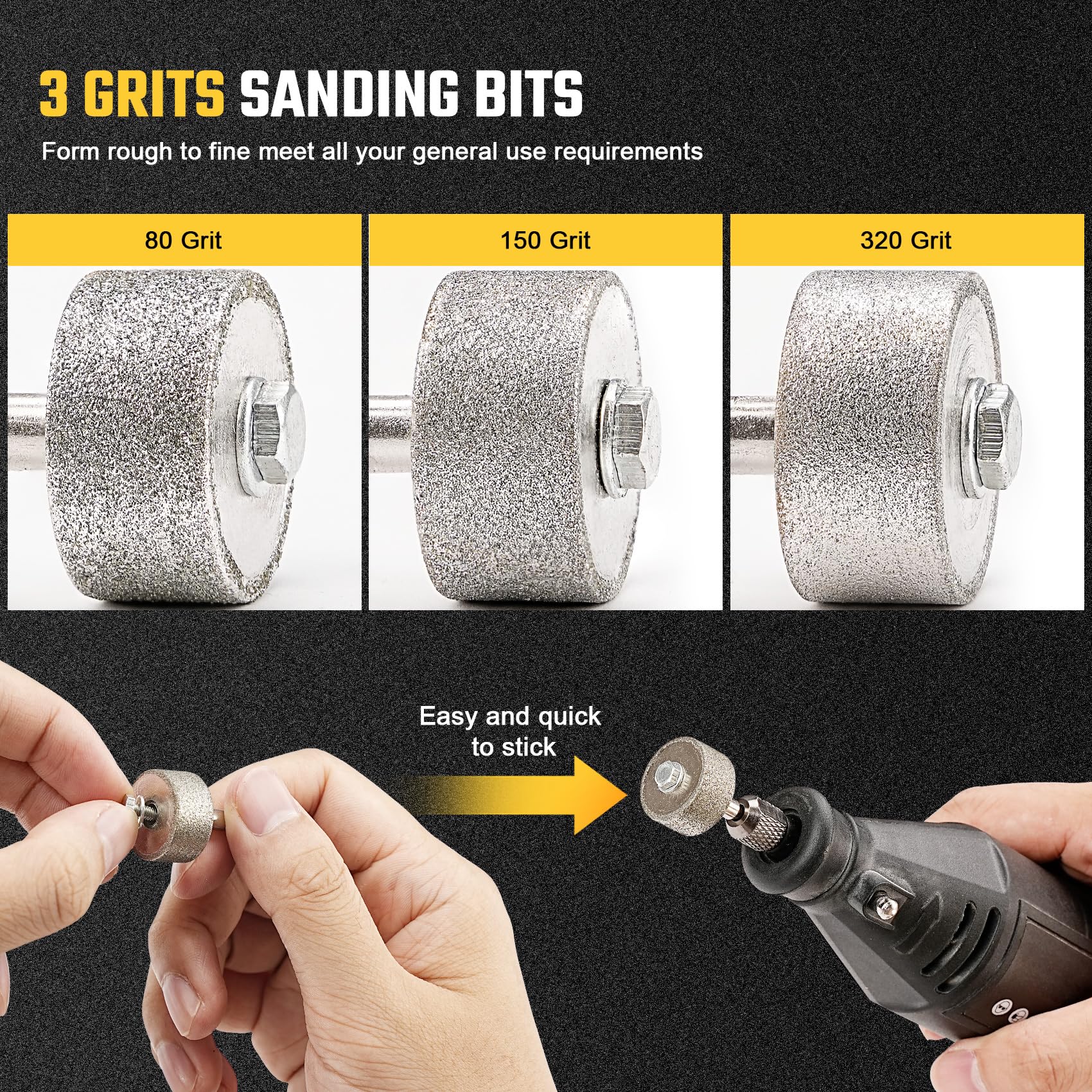 Sbestily Sanding Bits for Dremel Rotary Tool,Grinding Stone Diamond Sanding Drill Bits with 1/8" Shank - Tough Enough to Metal Rust Removal/Smoothing/Sharpening - 80 Grit 1 Pack