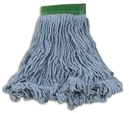 Rubbermaid Commercial Products Super Stitch Blend Mop Head Replacement, 5-Inch Headband, Medium, Blue, Heavy Duty Industrial Wet Mop For Floor Cleaning Office/School/Stadium/Lobby/Restaurant