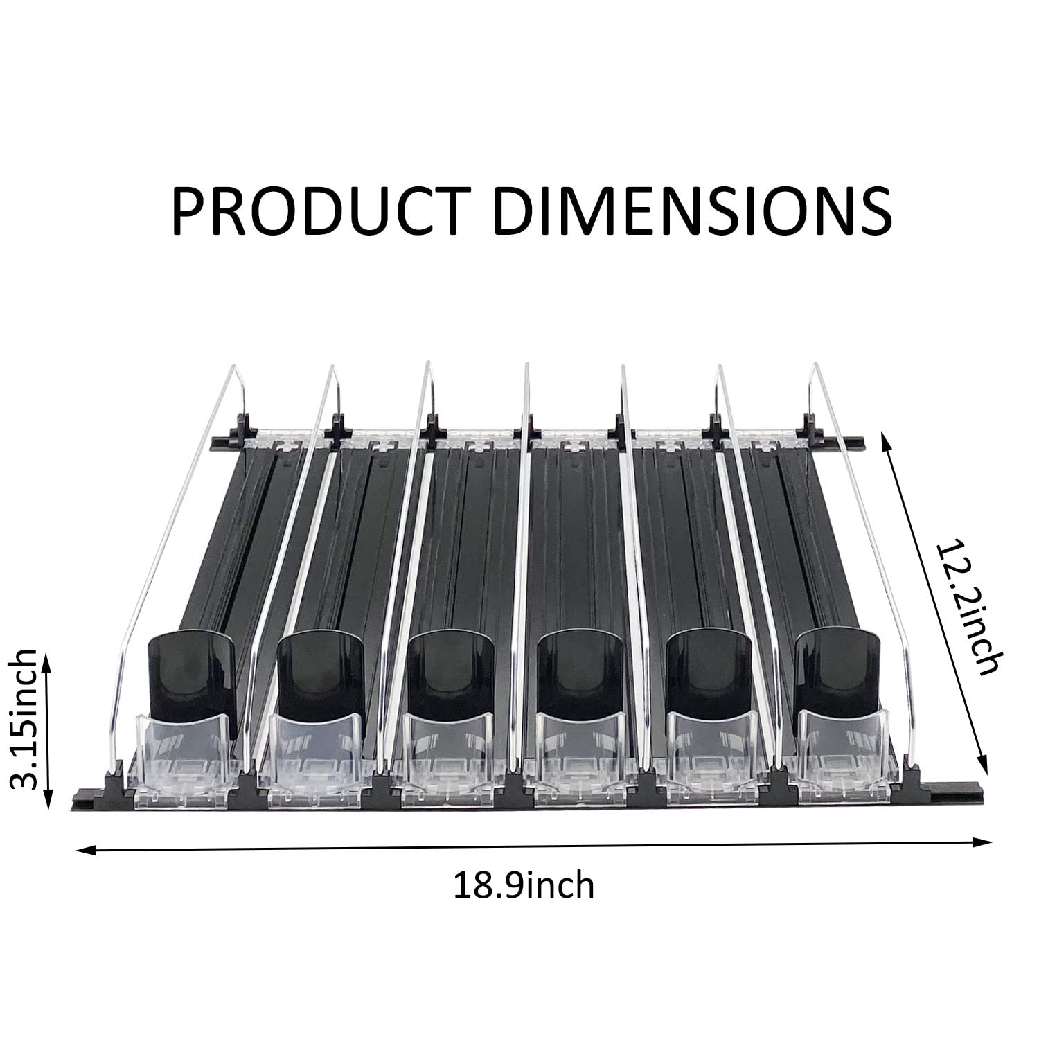 NagTour Drink Organizer for Fridge - Soda Dispenser Display with Smooth and Fast Pusher Glide Width Adjustable (6, 31CM)