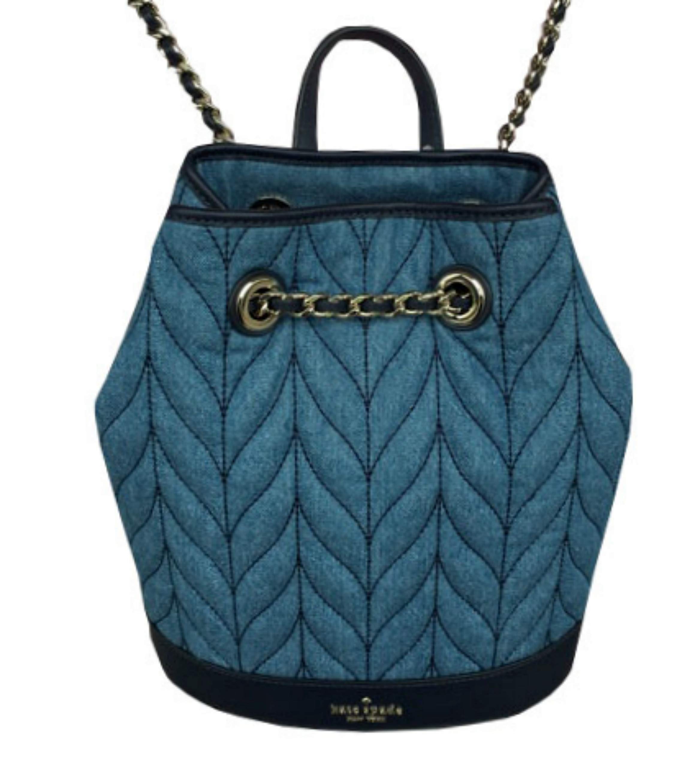 KATE SPADE BRIAR LANE QUILTED DENIM BUCKET BACKPACK