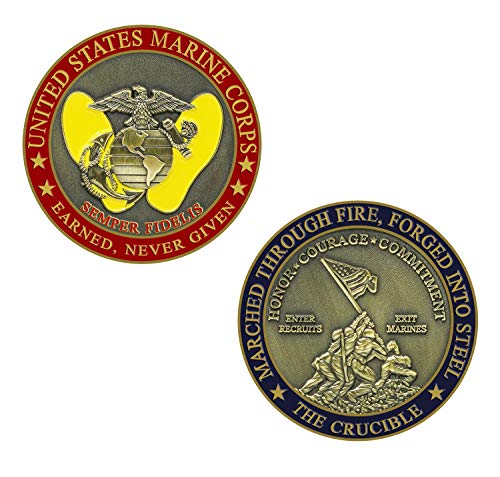 USMC Crucible Challenge Coin - Honoring The Dedication and Sacrifice of United States Marines-Disabled USMC Vet Owned Business