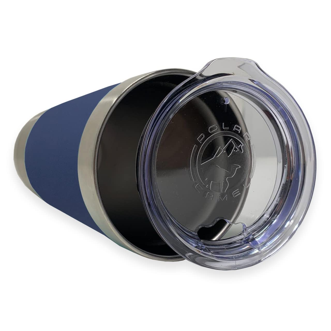 LaserGram 20oz Vacuum Insulated Tumbler Mug, Ophthalmology, Personalized Engraving Included (Silicone Grip, Navy Blue)