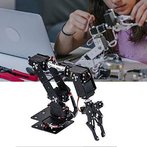 Robot Mechanical Arm, Aluminum Plate 6DOF Manipulator Robot Arm Metal Gear Flexible Steering for Industrial Robot Parts
