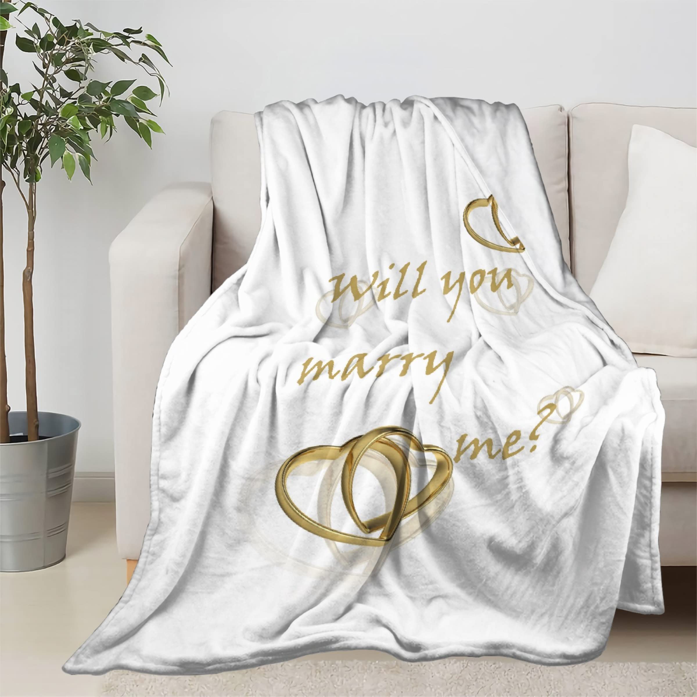 Will You Marry Me Blanket Super Soft Cozy Warm Fleece Throw Blanket Fluffy Plush Lightweight Bedding Quilts for All Season Bed Sofa Couch 50"x40" Small for Kids