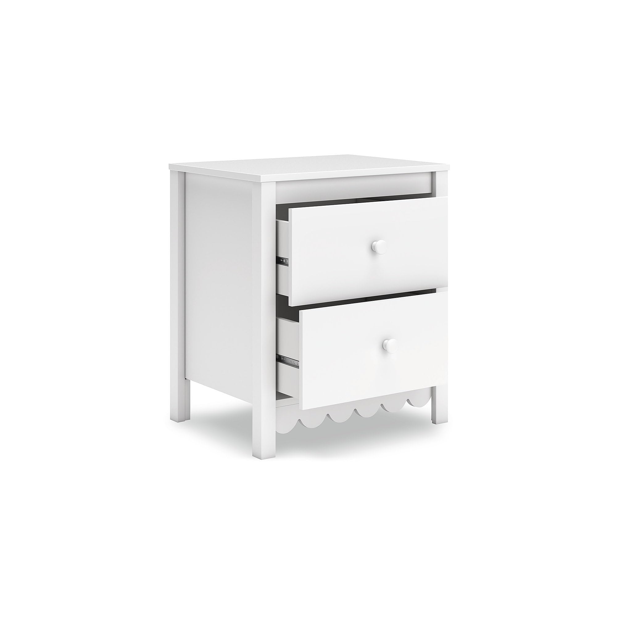 Signature Design by Ashley Hallityn Minimalist 2 Drawer Nightstand for Bedroom, 24.37" Tall, White