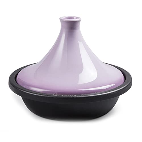 Moroccan Tagine Enameled Cast Iron Tajine Cooking Pot with Cone-Shaped Closed Lid for Stew Casserole Slow Cooker 1.7L Tajine Cookware (Purple)