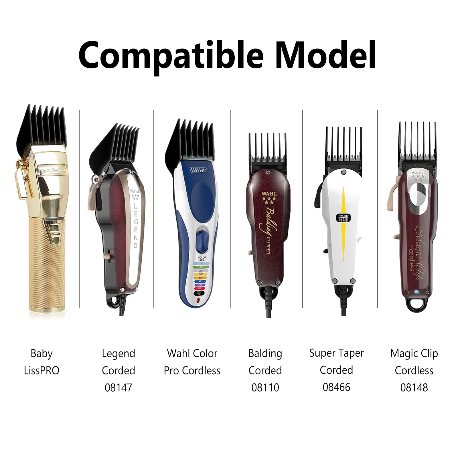 Professional Hair Clipper Guards Guides 10 Pack Coded Cutting Guides #3170-400- 1/16β to 1 fits for All Wahl Clippers