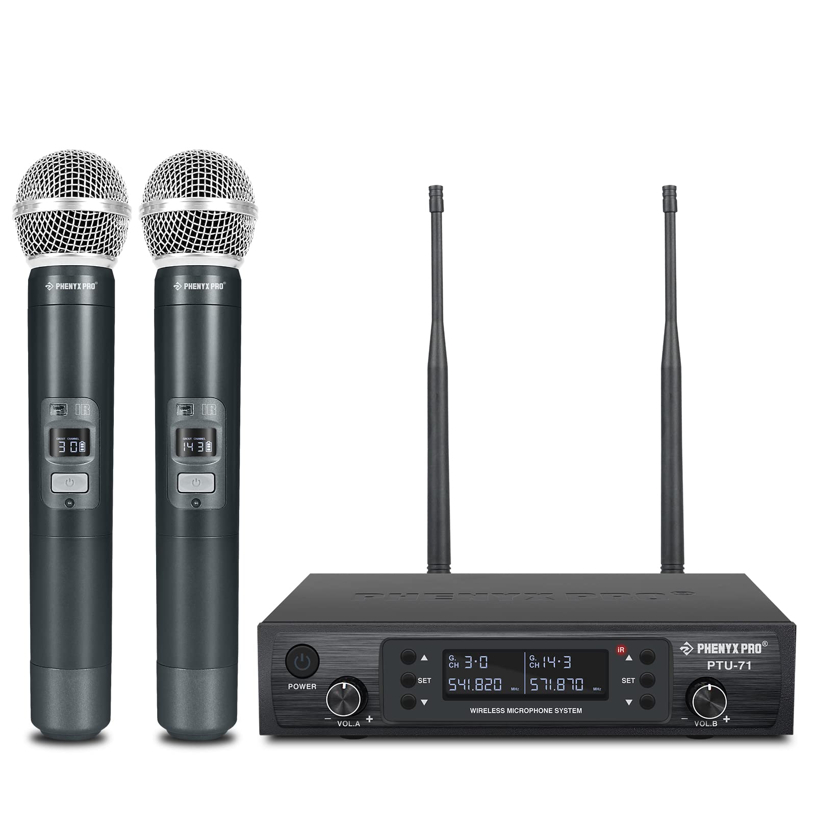 Phenyx Pro Dual Channel Cordless Mic PTU-71A Bundle with The Customizable Medium Size Carrying Case