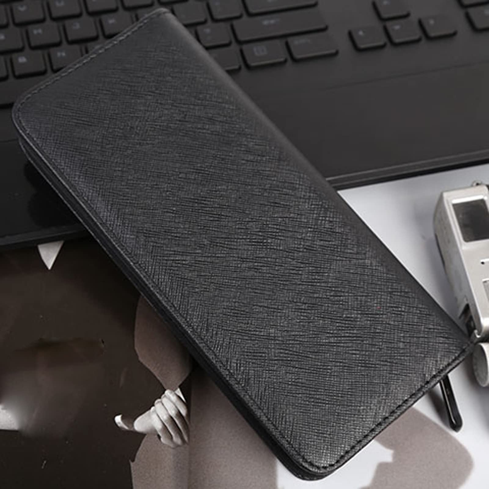LAKE of FIRE Scissors Case with Zippers and Leather Cover for Convenient Storage and Protection (Black+Gray)