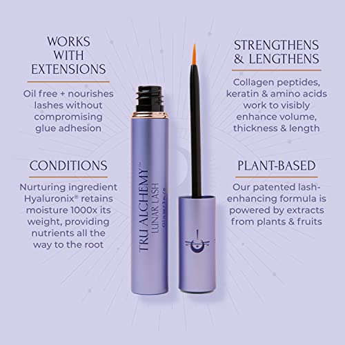 Lunar Lash by Tru Alchemy - Lash Boost Serum for Longer Voluminous Lash Lengthening Eyelash Repair - Lash Serum Lash Primer - Lash Conditioner & Enhancing w/Keratin, Collagen, & Hyaluronic Acid - 3ml