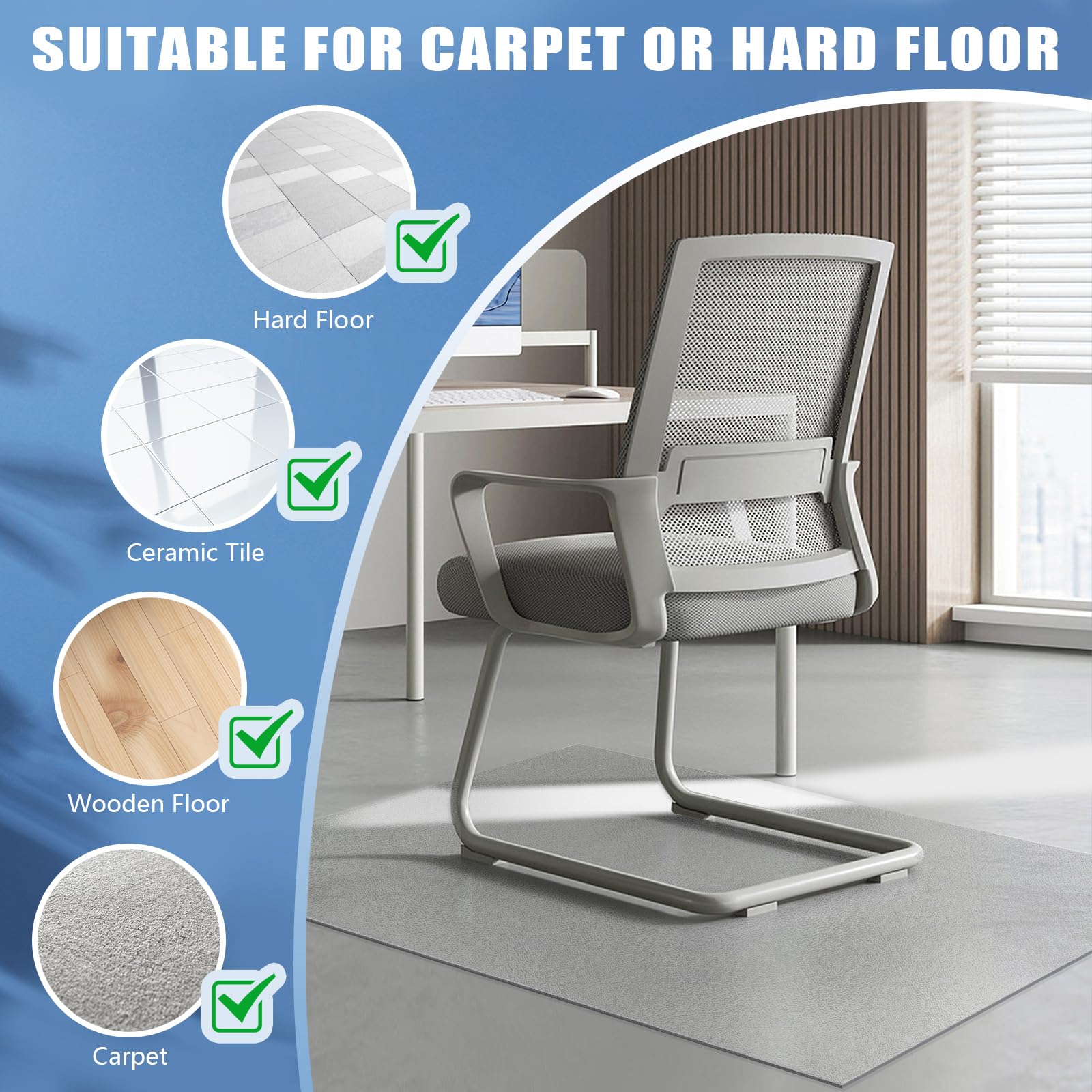 LuxStep Office Chair Mat for Carpet, Hard Wood Tile Floor Mats,Transparent Anti-Slip Computer Desk Chair Mat for Carpeted Floors, Home Office Floor Protector-30 x48,Rectangle