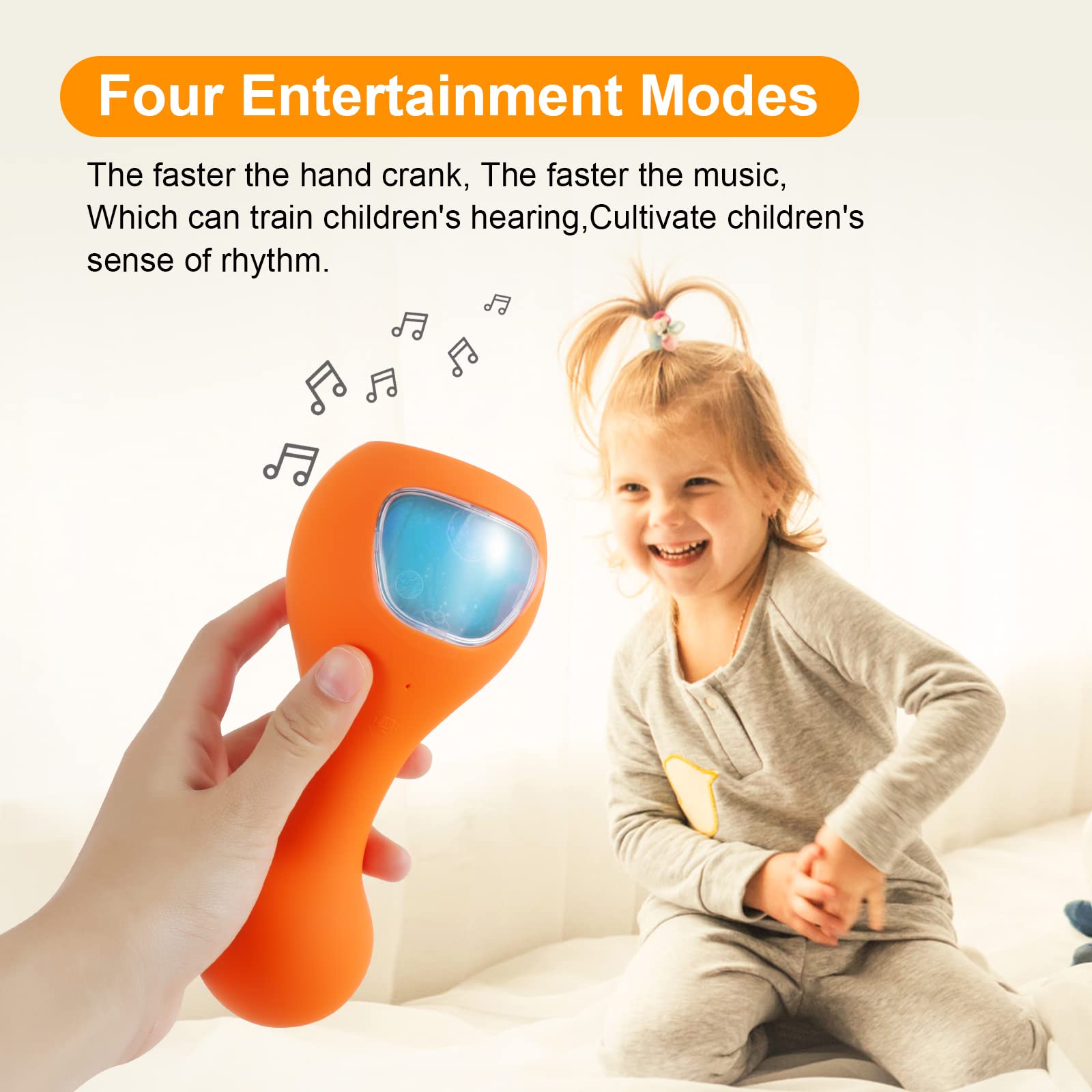 Portable White Noise Sound Machine for Baby，27 Soothing Sounds and 3 Volume Levels，7 NightLights，3 Timers and Memory Function，4 Entertainment Modes，Shushes Baby Kids to Sleep Quickest Way（Orange)
