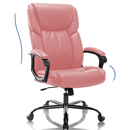 OLIXIS Ergonomic Racing Style Game Office Computer Desk, Adjustable Arm Swivel Task Chair with Headrest and Lumbar Support Pillow for Adults, Teens, DarkRed
