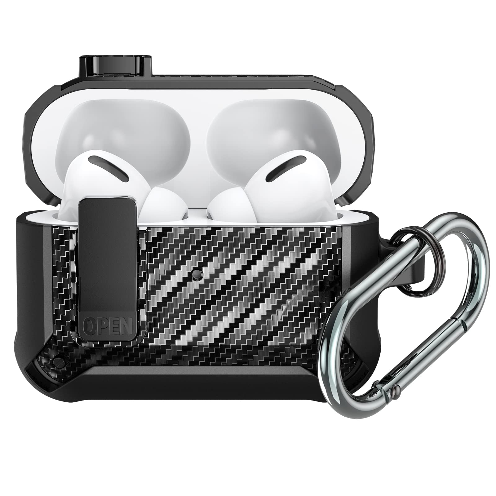 SOTRADE Case Cover (2nd Generation/1st Generation) with Lock Lid, Shock-Absorbing Protective Cover with Keychain for Case 2022 for Men Women [Front LED Visible]
