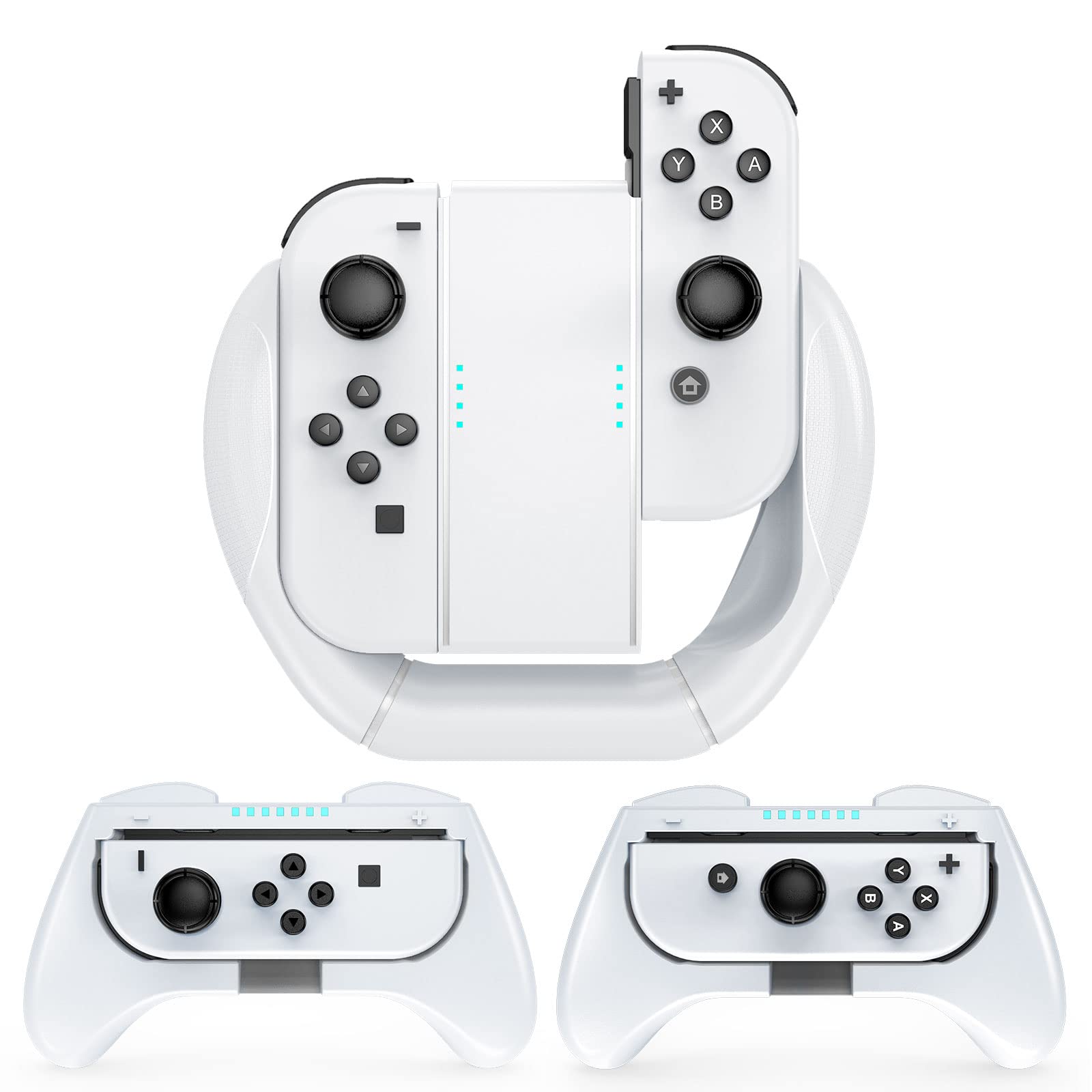Mooroer Switch Joycon Grips Black for Nintendo Switch & OLED, Switch Joy-Con Controller Holders Kit, Family Use Gaming Accessories for Nintendo Switch, [3 Pack]