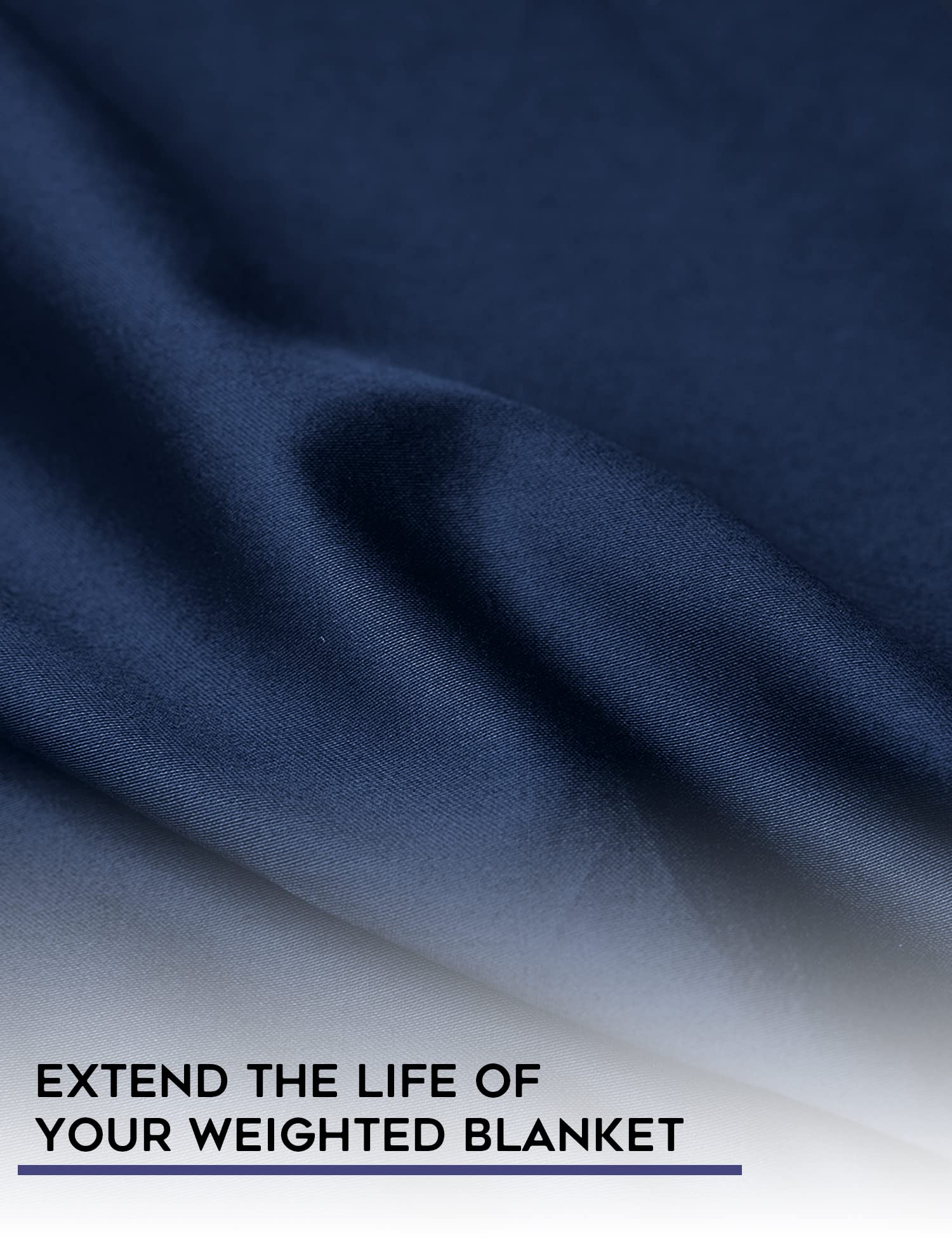 YnM Exclusive Cotton Duvet Cover for Weighted Blankets with 16 Strings (Navy, 60"x80")