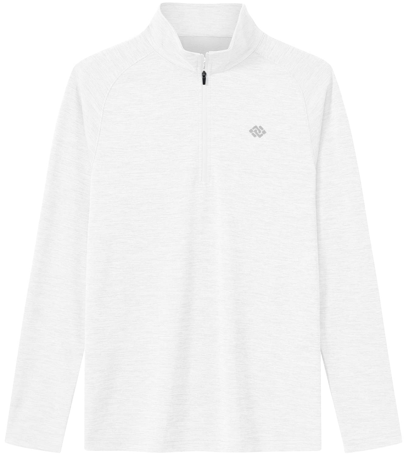 MoFiz Men's Quarter Zip Pullover Jackets for Running Cycling 4-Way Stretch Quick Dry Golf Polo Long Sleeve Activewear White 2XL