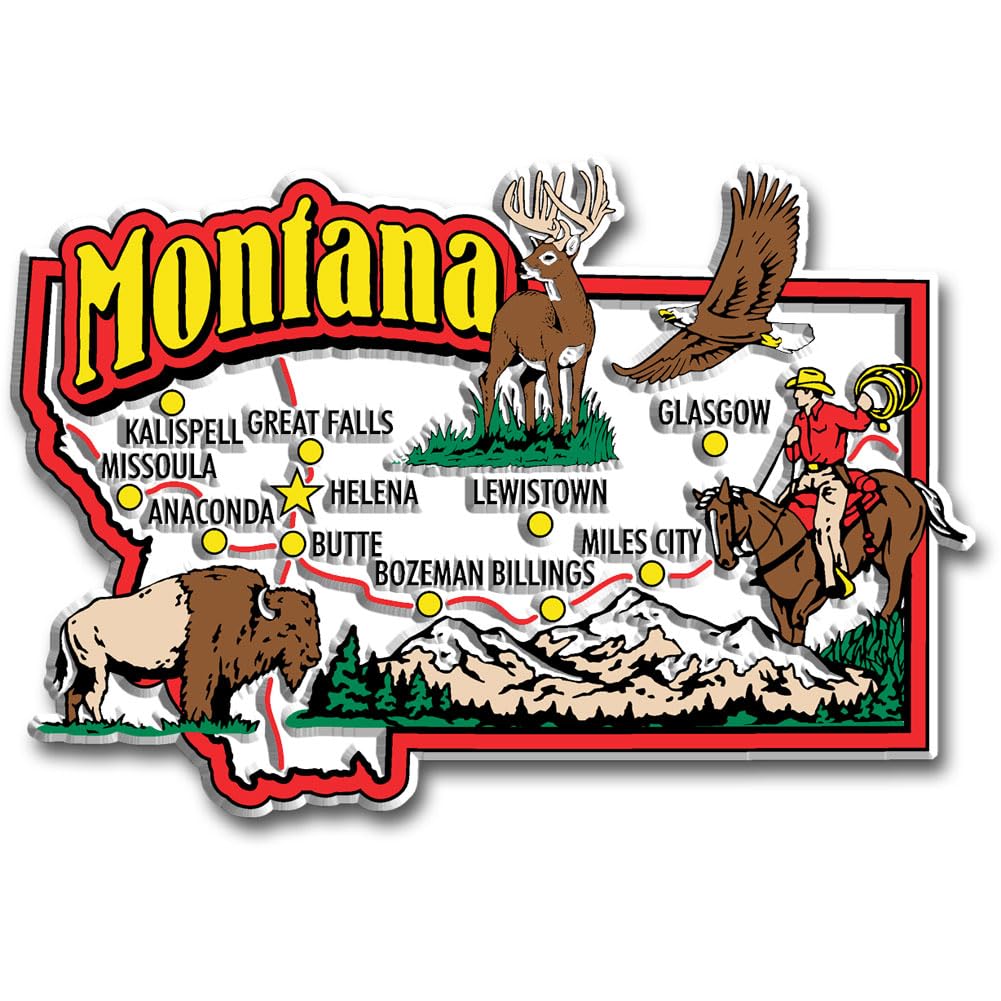 Montana Jumbo State Magnet by Classic Magnets, 4" x 2.8", Collectible Souvenirs Made in The USA