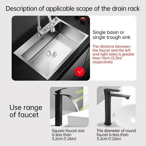 Kitchen Faucet Splash-Proof Draining Rack | Non-Slip Countertop Pad | Storage Rack Mat for Faucet to Keep Sponge | Water Collection Pad | White Rack | Orange Rack (Orange)