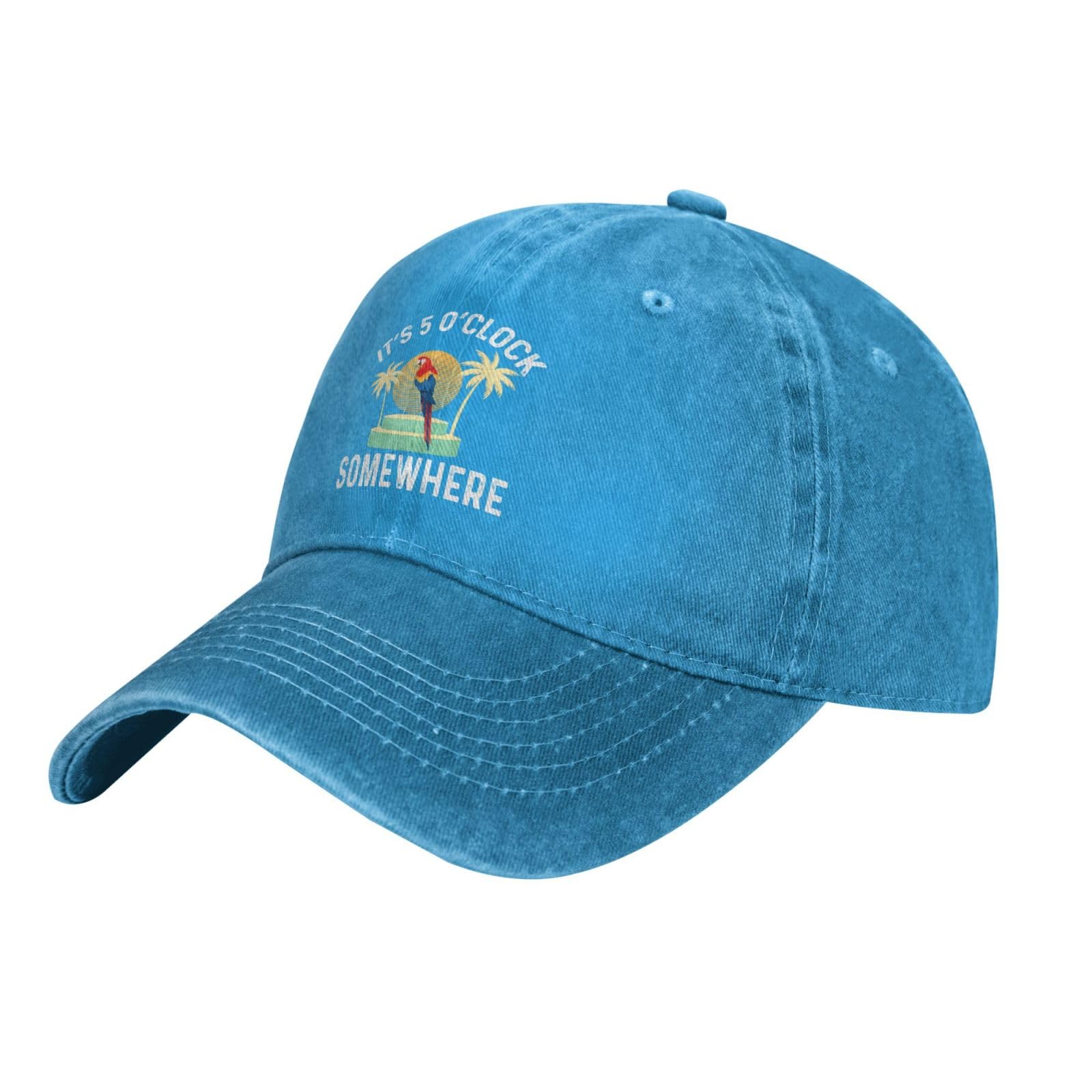 Philysonic Blue Baseball Hat for Men & Women, 5 O'clock Somewhere, Adjustable, Graphic, Unisex