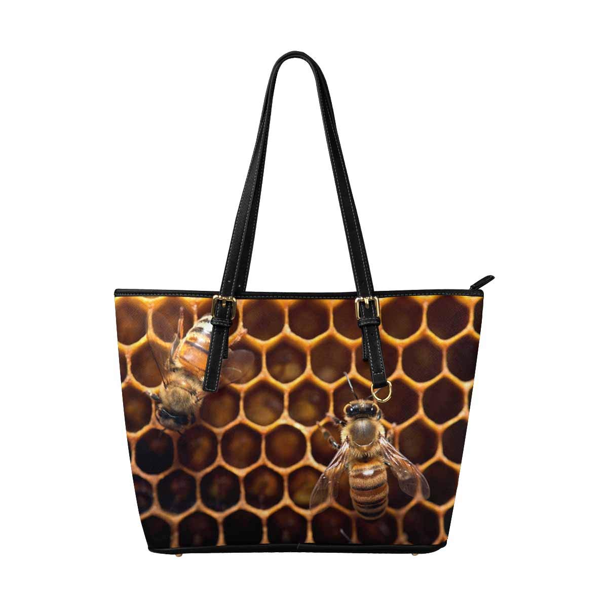 InterestPrint Womens Tote Bags PU Leather Work School Travel and Shopping Honey Bee
