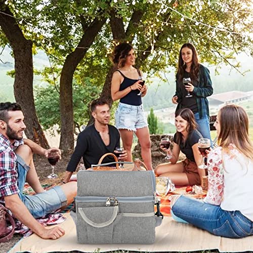 MOSTCOS Cooler Lunch Bag Insulated Reusable Lunch Box for Women/Men, Cute Lunch Box with Adjustable Shoulder Strap, Zippered Outer Pockets, Freezer Lunch Bags for Office Work Beach, Lunch Bag Adult