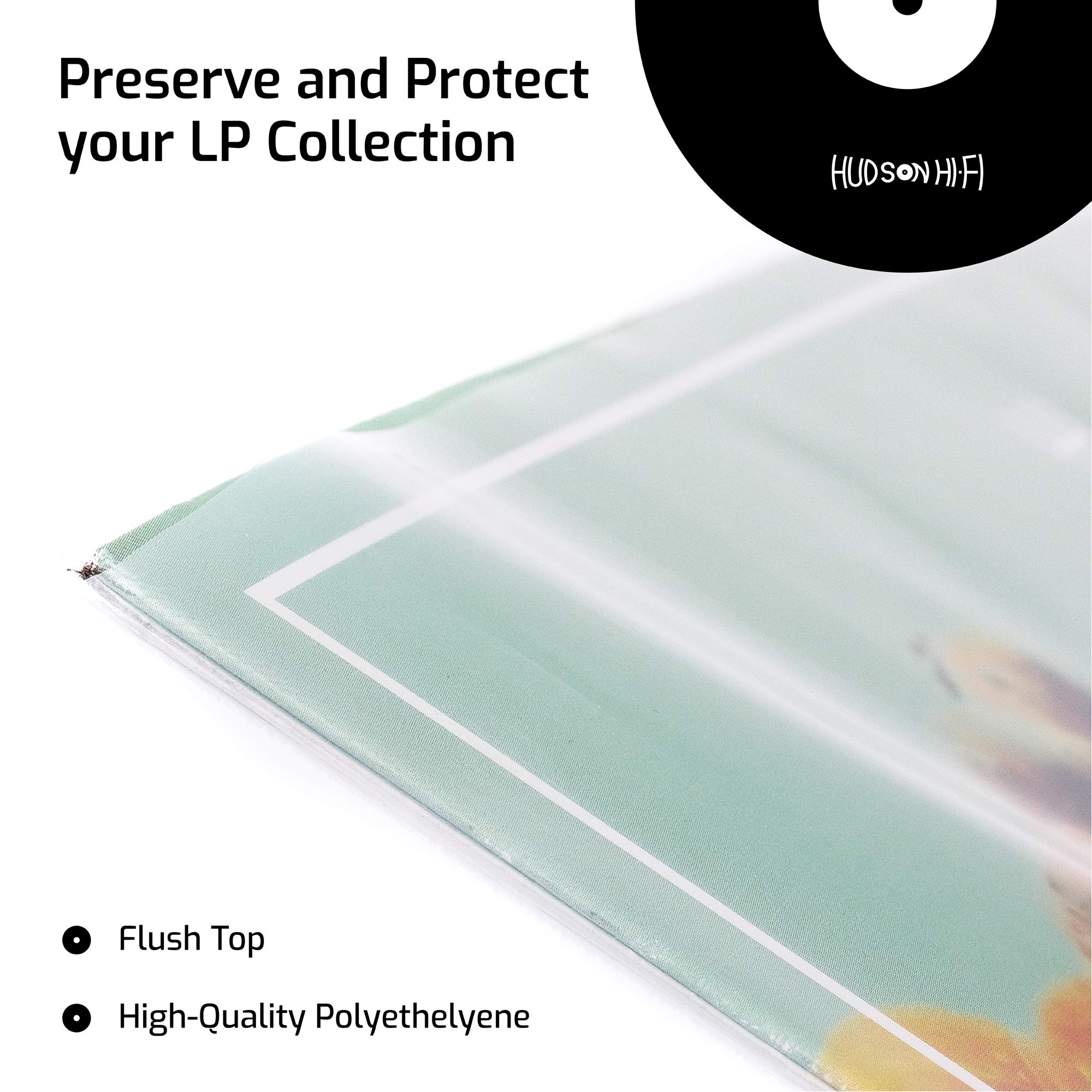 Hudson Hi-Fi Anti-Static Vinyl Record Outer Sleeves - Protective Outer Sleeve 500 Pack - Protect Your LP Albums from Scratches, Dust & Dirt - Acid-Free Rice Paper Outer Disc Covers