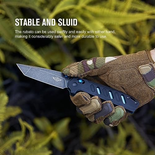 OKNIFE Rubato Pocket Knife, Tanto Style EDC Folding Knife with 154CM Stainless Blade and G10 Handle for Camping Indoor and Outdoor Activities (Black)