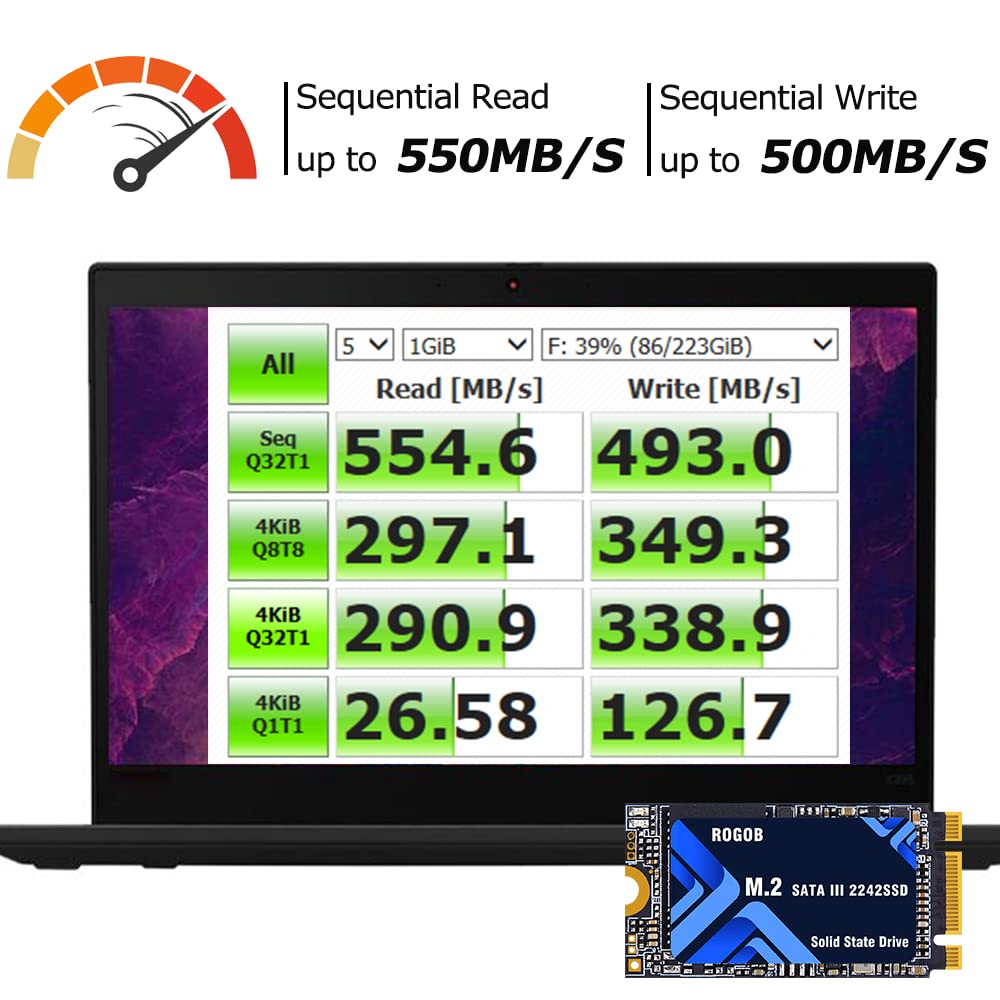 ROGOB 2TB M.2 SATA SSD 2242 NGFF B&M Key Internal Solid State Drive 6Gb/s for Desktop Laptop PC