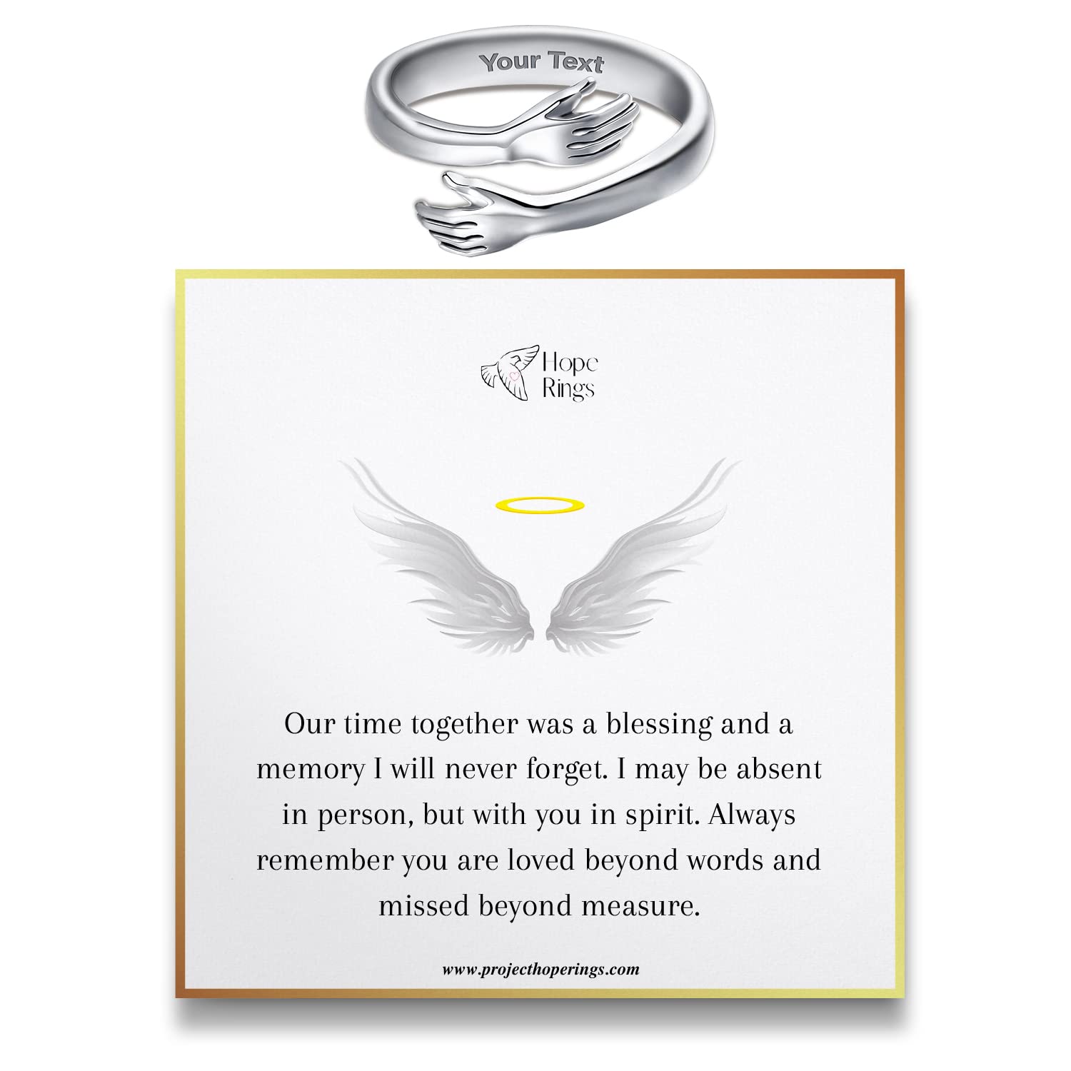 Project Hope Rings – The Hug From Heaven Ring – Handcrafted 925 Sterling Silver Hand Hug – Tarnish-Free & Hypoallergenic – Adjustable Wrap Around Ring – Thoughtful Memorial Gift Idea for Girls & Women (Sterling Silver, Adjustable)
