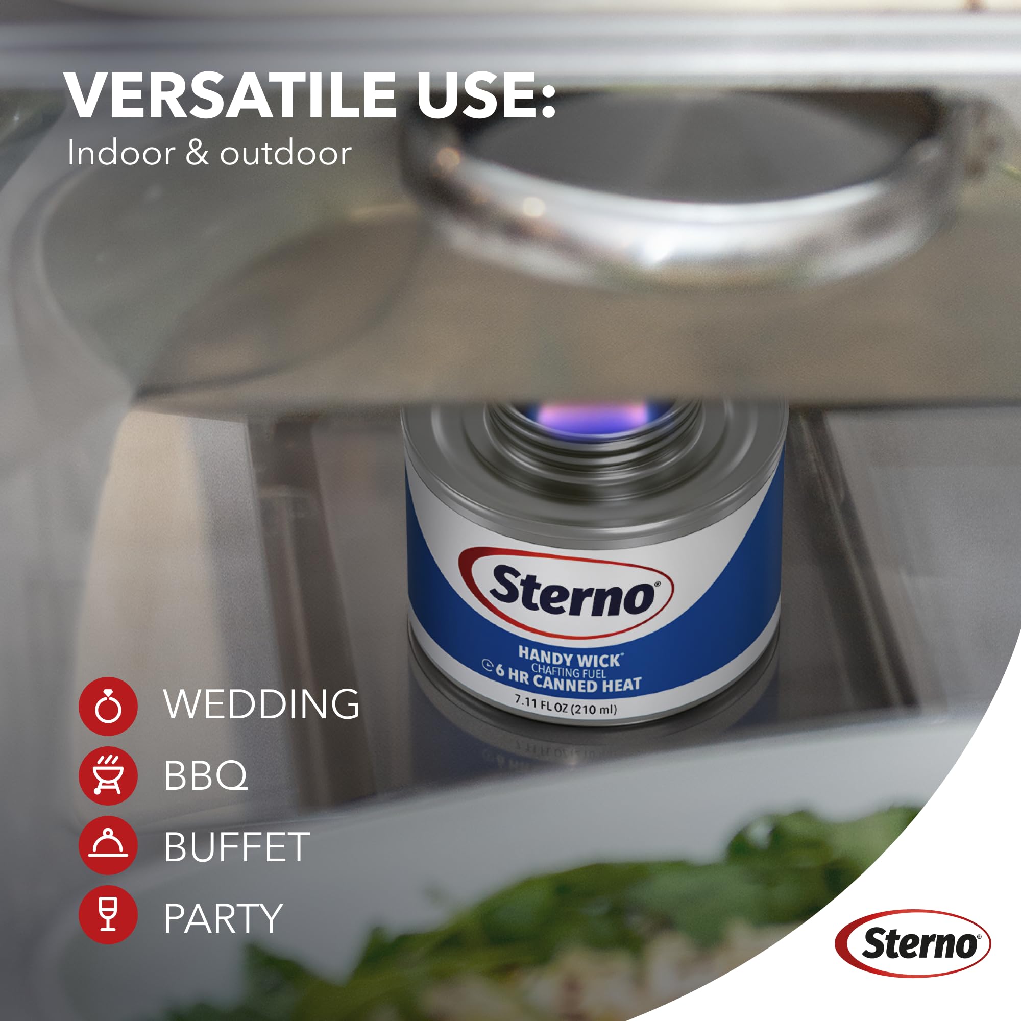 Sterno Handy Wick Fuel Cans - Chafing Dish Fuel Can with 6-Hour Burn Time, Chafer Fuel Cans Food Warmers, Pack of 12