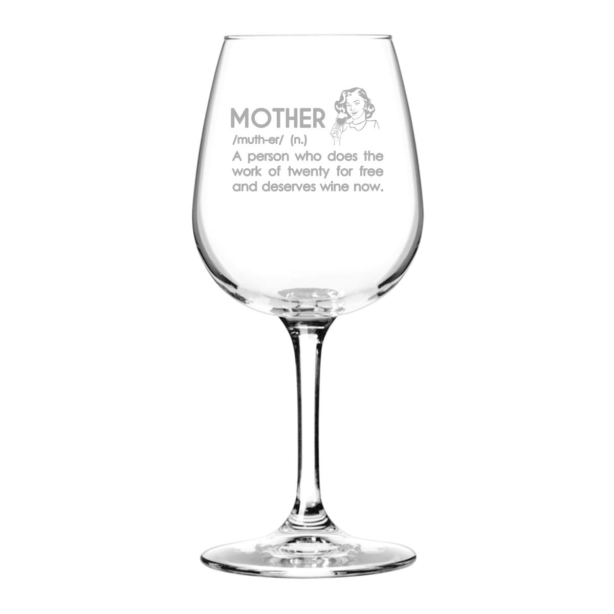 Mother Definition Funny Mom Wine Glass Gifts for Women- Premium Birthday Gift for Her, Best Friend- Unique Present Idea