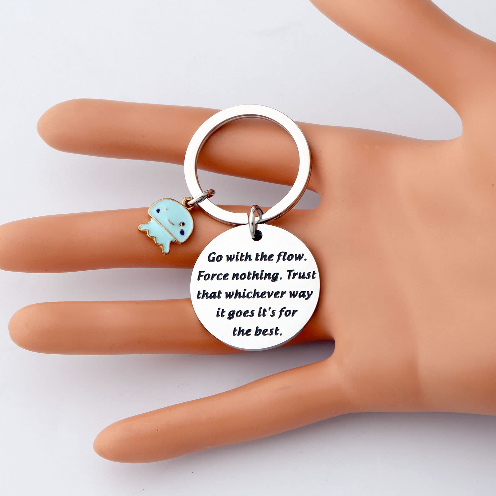 Jellyfish Keychain Gift Jellyfish Go with the Flow Best Friend Inspirational Gifts Ocean Gift (Go with the flow)