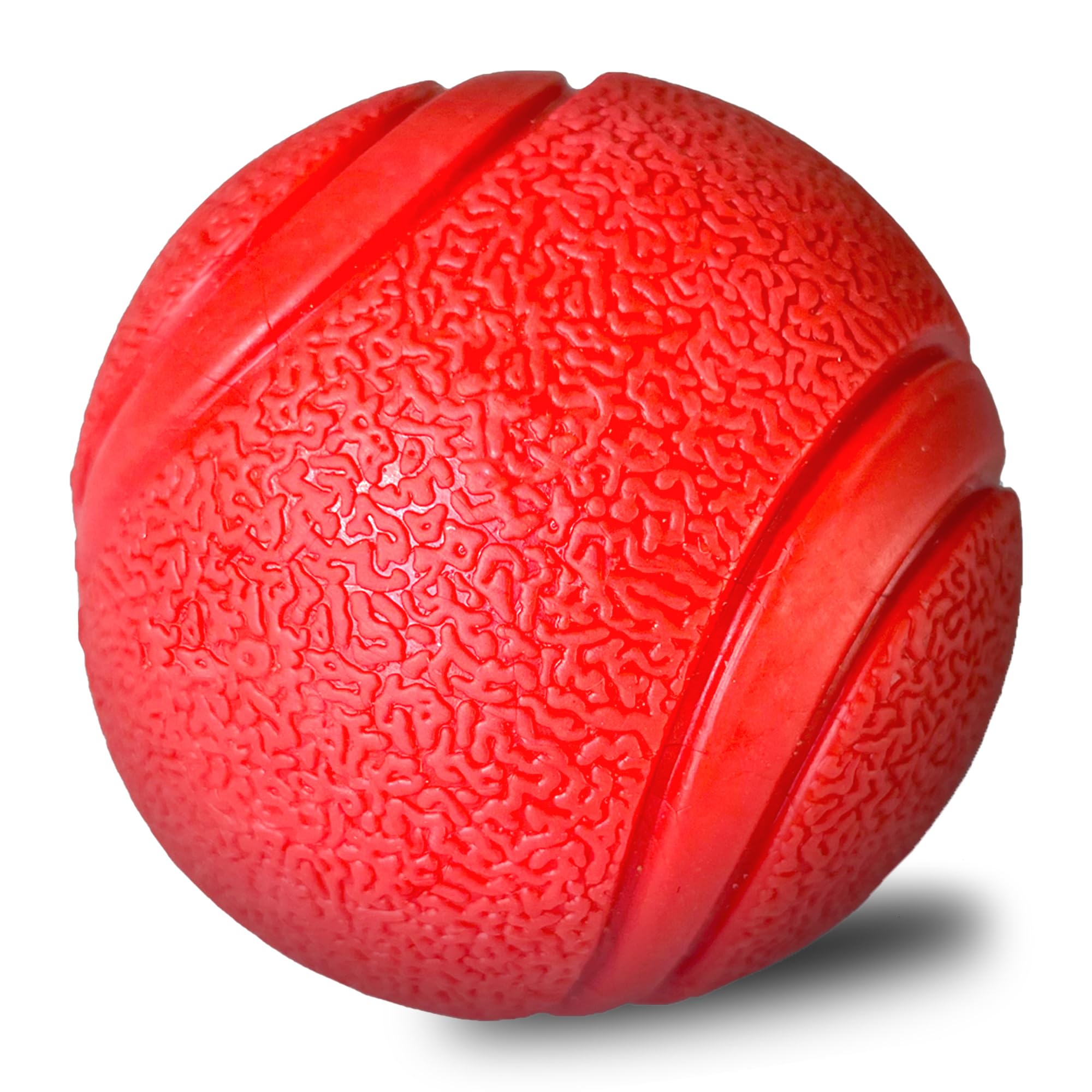 YoFellas Dog Fetch Ball Chew Toy Solid Red Rubber Ball Ultra Bounce, Indestructible for Aggressive Chewer - Small Medium and Large Dogs, Durable Interactive Training Ball Toy (3.5‘’ Diameter)