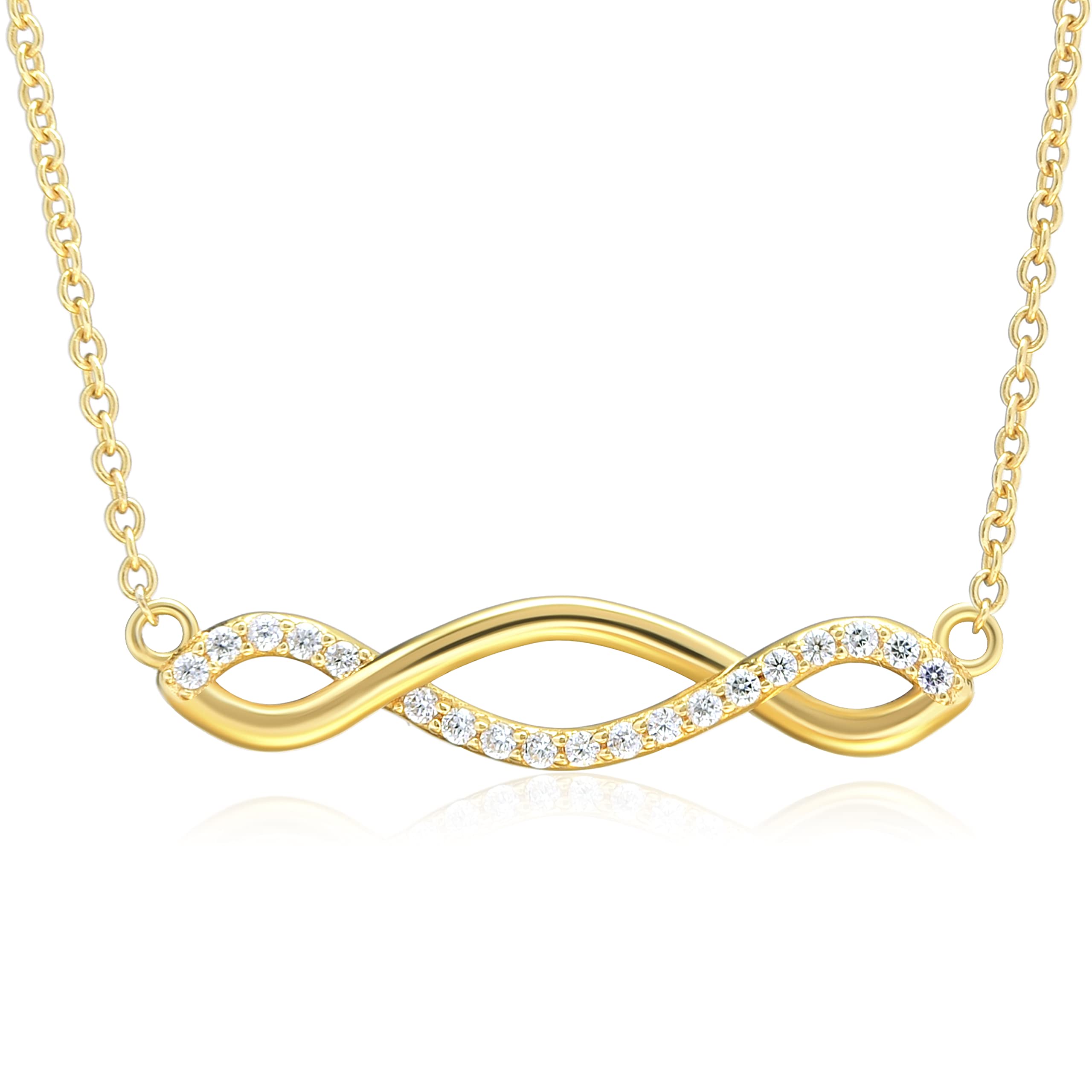 JELMO Gold Necklace for Women 18K Gold Infinity Necklace with Dainty 5A Cubic Zirconia Diamonds Pendant Necklace for Motherâs Day Birthday Jewelry Gifts for Women Mother Girlfriend(Deep Yellow Gold)