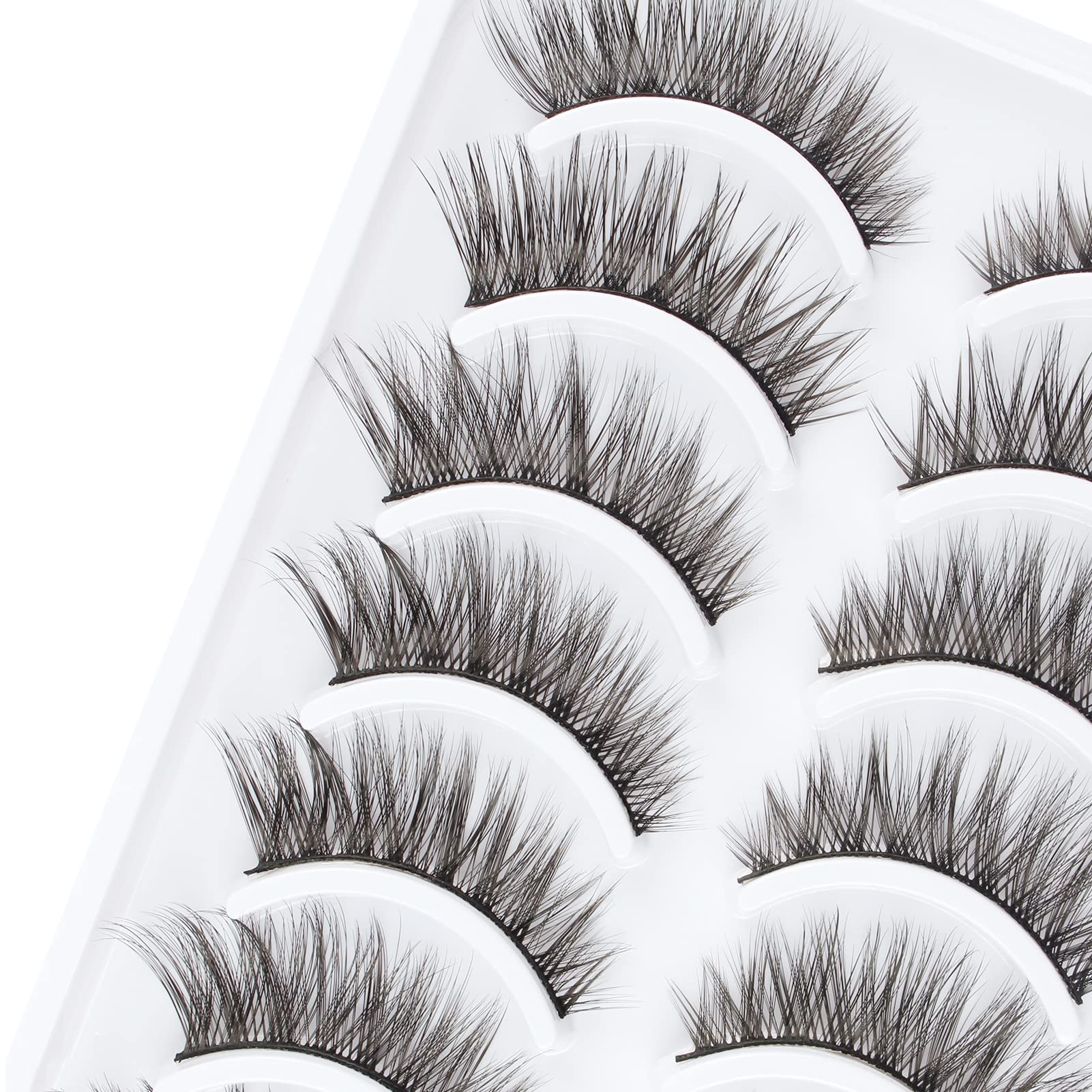 Parriparri Cat Eye Lashes Natural Look 10 Pairs 3D Wispy Faux Mink Eyelashes Light Volume Mink Lashes Reusable Fake Lashes Pack